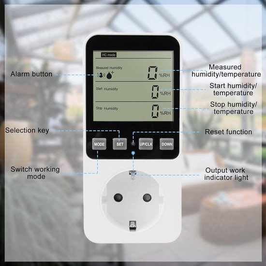 Digitale Thermostaat Hygrostaat 230 V Temperatuurregelaar Stopcontact met LCD-scherm -... | bol