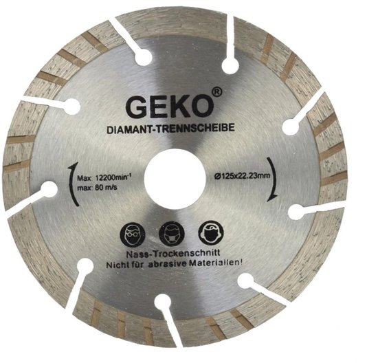 GEKO Diamantschijf - Segmented Turbo - Laser Gelast - 125 mm - Grijs | bol