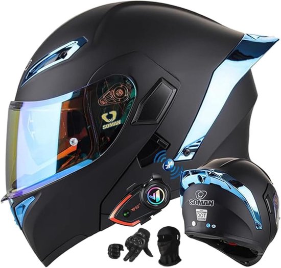 Bluetooth-volledige motorhelmen, wegmotorhelm met dubbel vizier, ECE ...