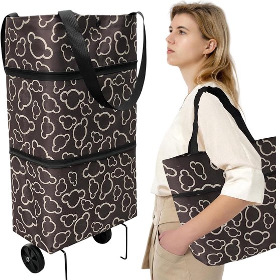 Opvouwbare boodschappentas met wieltjes - winkelwagen - groot ...