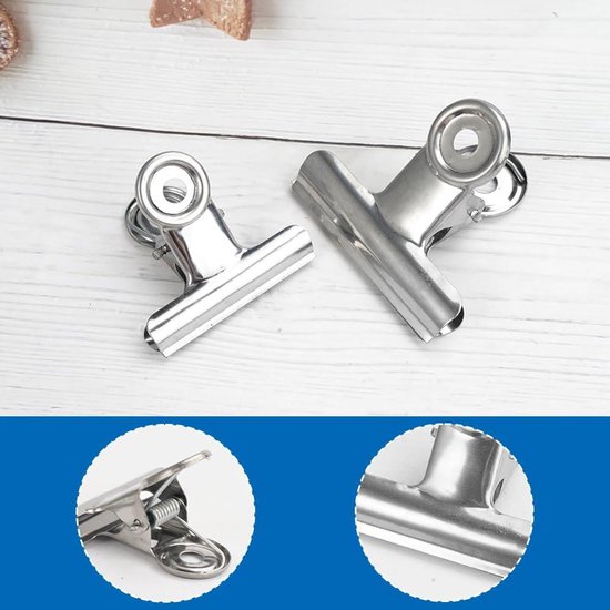 12 Large Metal Hinge Clips Bulldog Clips - 50mm and 65mm Wide Stainless ...