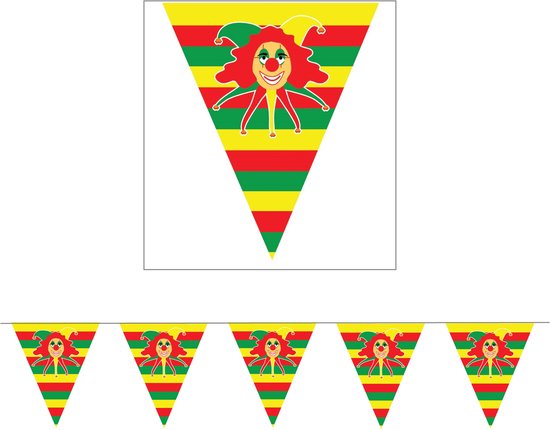 Carnaval versiering pakket - 2x grote vlag en 4x puntvlaggetjes ...