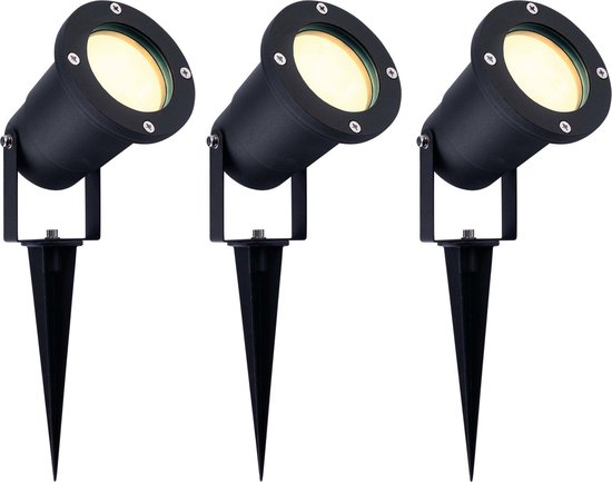 Ledvion 3x LED Prikspots, aluminium, IP65, 5W, 2700K, 1 meter kabel ...