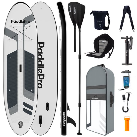 LifeGoods PaddlePro SUP Board - Luxe Set - met Zitje - Opblaasbaar ...