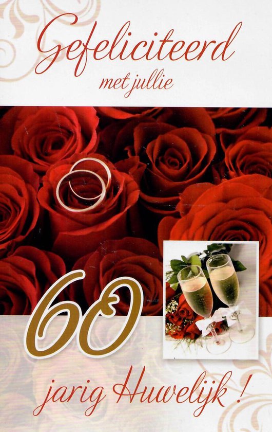 Wenskaart | 10 stuks | Gefeliciteerd met jullie 60 jarig huwelijk! | bol