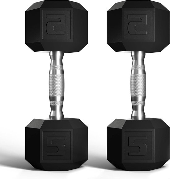Zeskanthalterset rubber gecoate handgewichten oefeningen fitness thuis ...