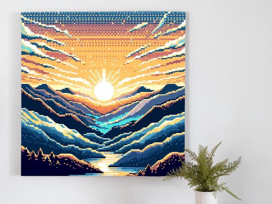 Pixel art relief schilderij | Digitale dimensies: reliëf van pixels als ...