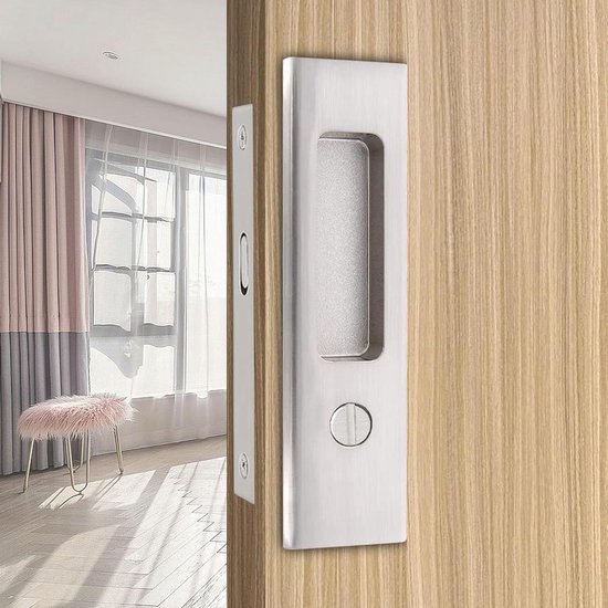 Pocket Door Handle with Key - Sliding Door Lock Set for Invisible Doors ...