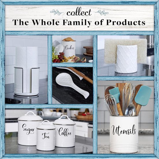 Opbergdozen voor keuken - Set van 3 Wit Luchtdicht - Koffie Suiker Thee ...