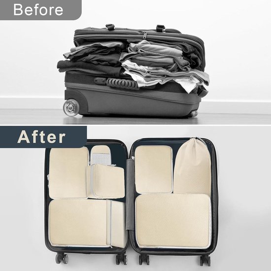 Koffer Organizer Set 8 stuks - Beige - Reis Organisatie en Opbergzakken ...