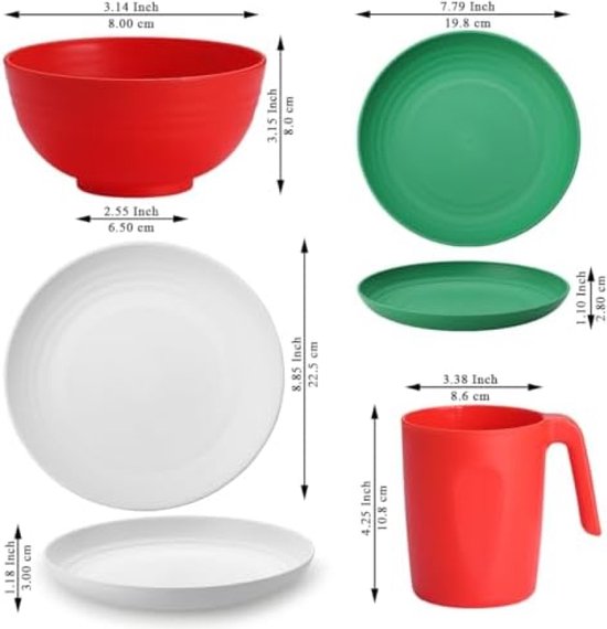 Servies sets 24-delige serviesset service voor 6, herbruikbare borden ...