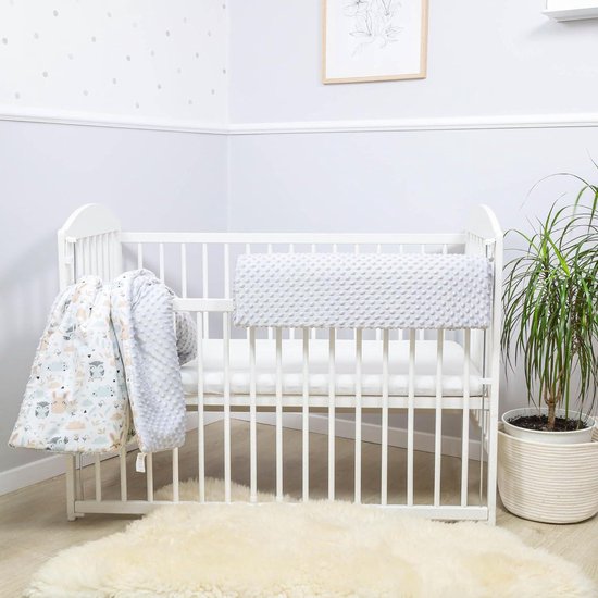 70 cm Bed Edge Protection for Children's Beds - Minky Light Grey - Co ...