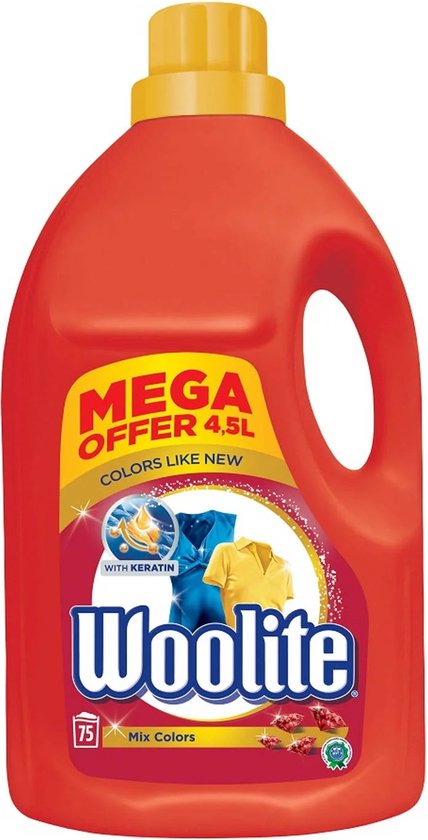 Woolite - Wasmiddel - Vloeibaar Wasmiddel - Mix Colors - 75wb/4,5L | bol