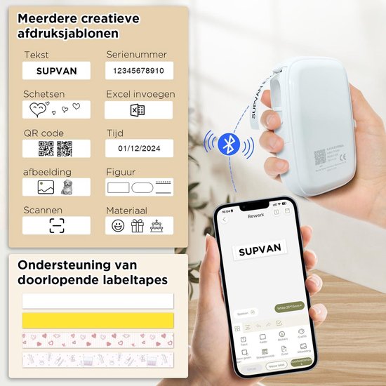 Draagbare Labelmachine Sticker Printer voor iOS en Android - Thermische ...