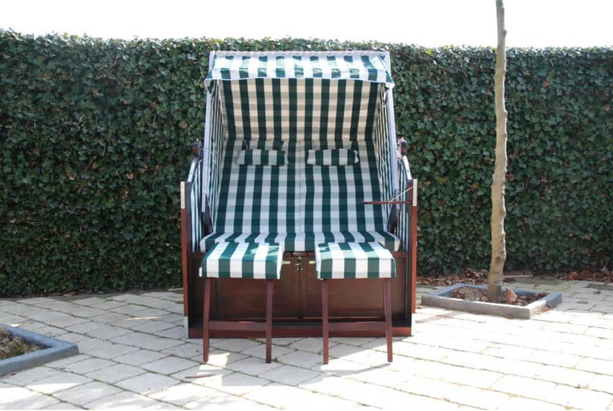 vidaXL Strandkorf Classic XL groen-wit 2 personen | bol.com