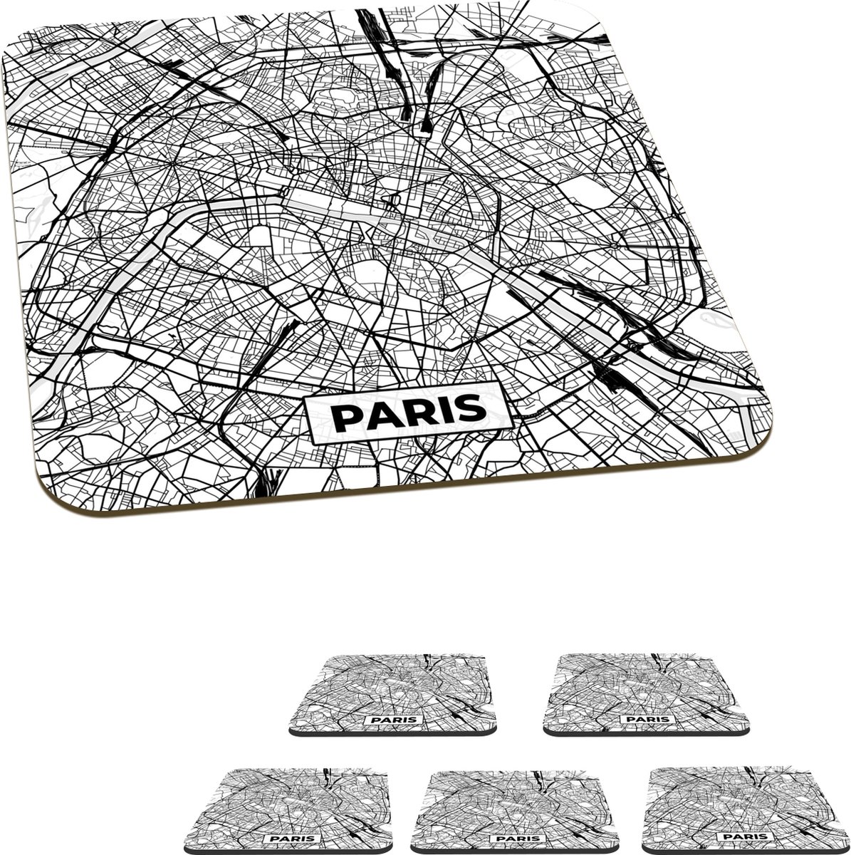 Onderzetters voor glazen - Parijs - Frankrijk - Plattegrond - Paris ...
