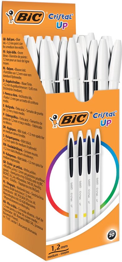 BIC Cristal Up Balpennen - Zwart - Doos van 20 Stuks - Medium Punt 1,2 ...