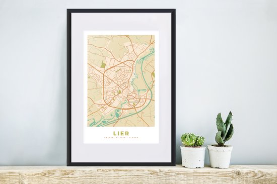 Fotolijst incl. Poster - België - Lier - Plattegrond - Kaart ...