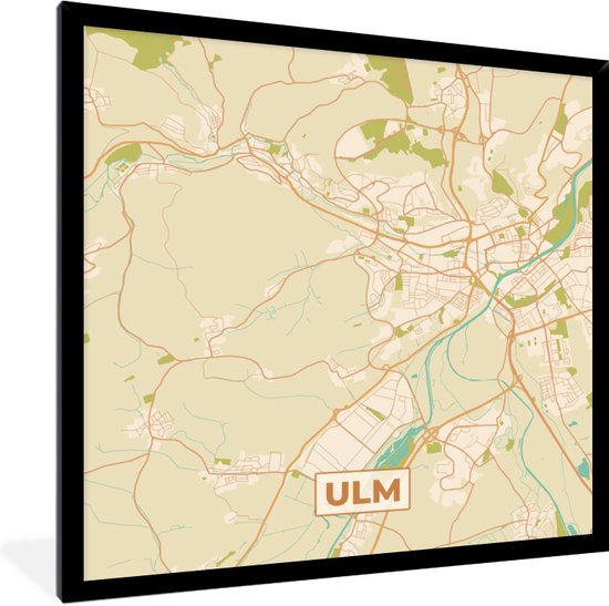 Fotolijst incl. Poster - Kaart - Vintage - Plattegrond - Ulm ...
