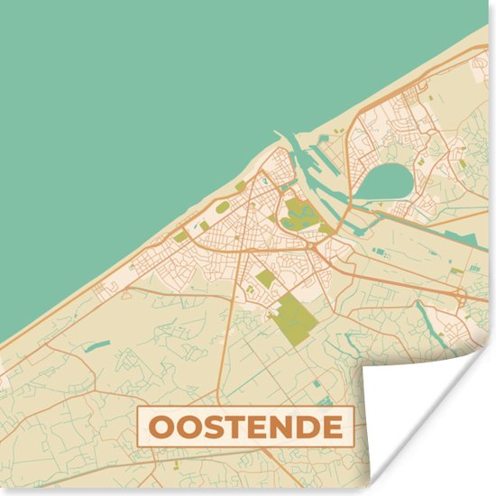 Poster Plattegrond - Stadskaart - Oostende - België - Kaart - 30x30 cm ...