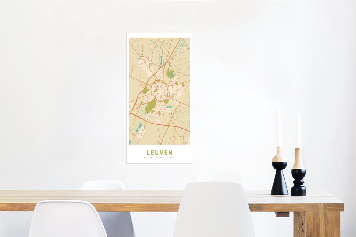 Poster Kaart - België - Vintage - Plattegrond - Stadskaart - Leuven ...