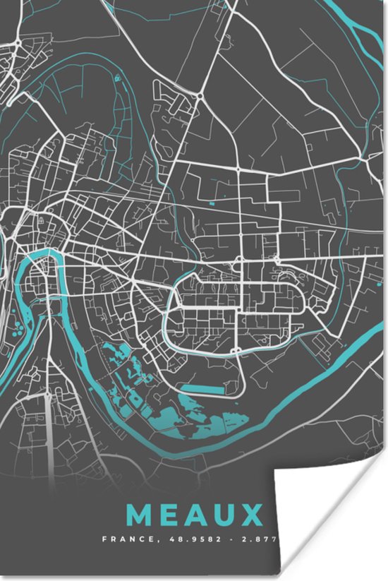 Poster Plattegrond – Meaux – Stadskaart – Kaart – Frankrijk - 120x180 ...