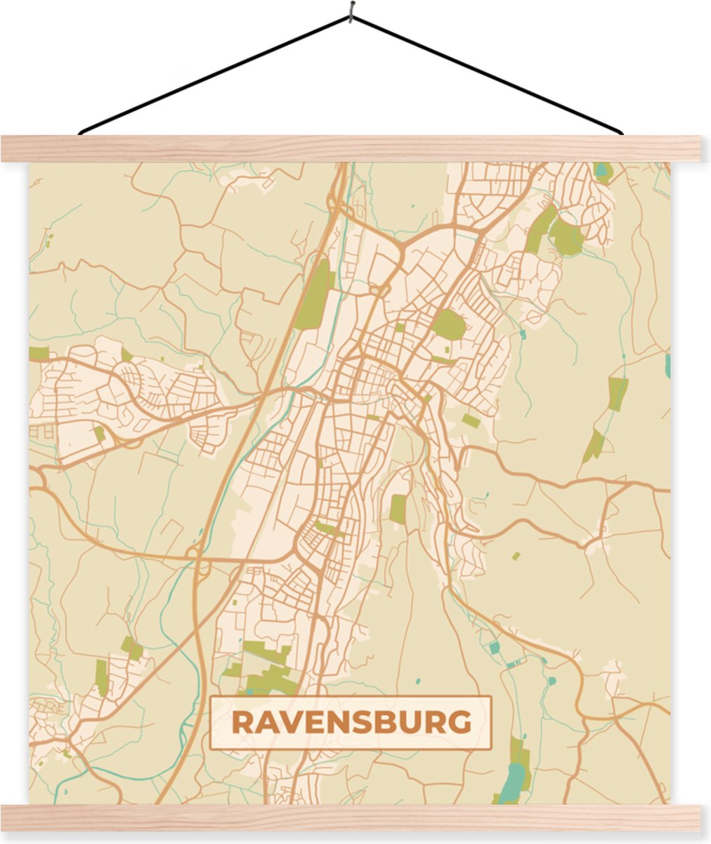 Schoolplaat - Ravensburg - Plattegrond - Stadskaart - Kaart - Vintage ...