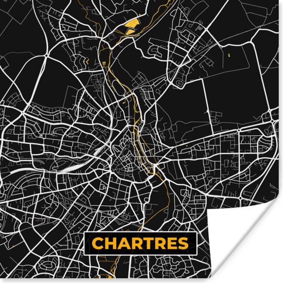 Affiche Plan - Carte - Chartres - France - Plan de ville - 75x75 cm ...