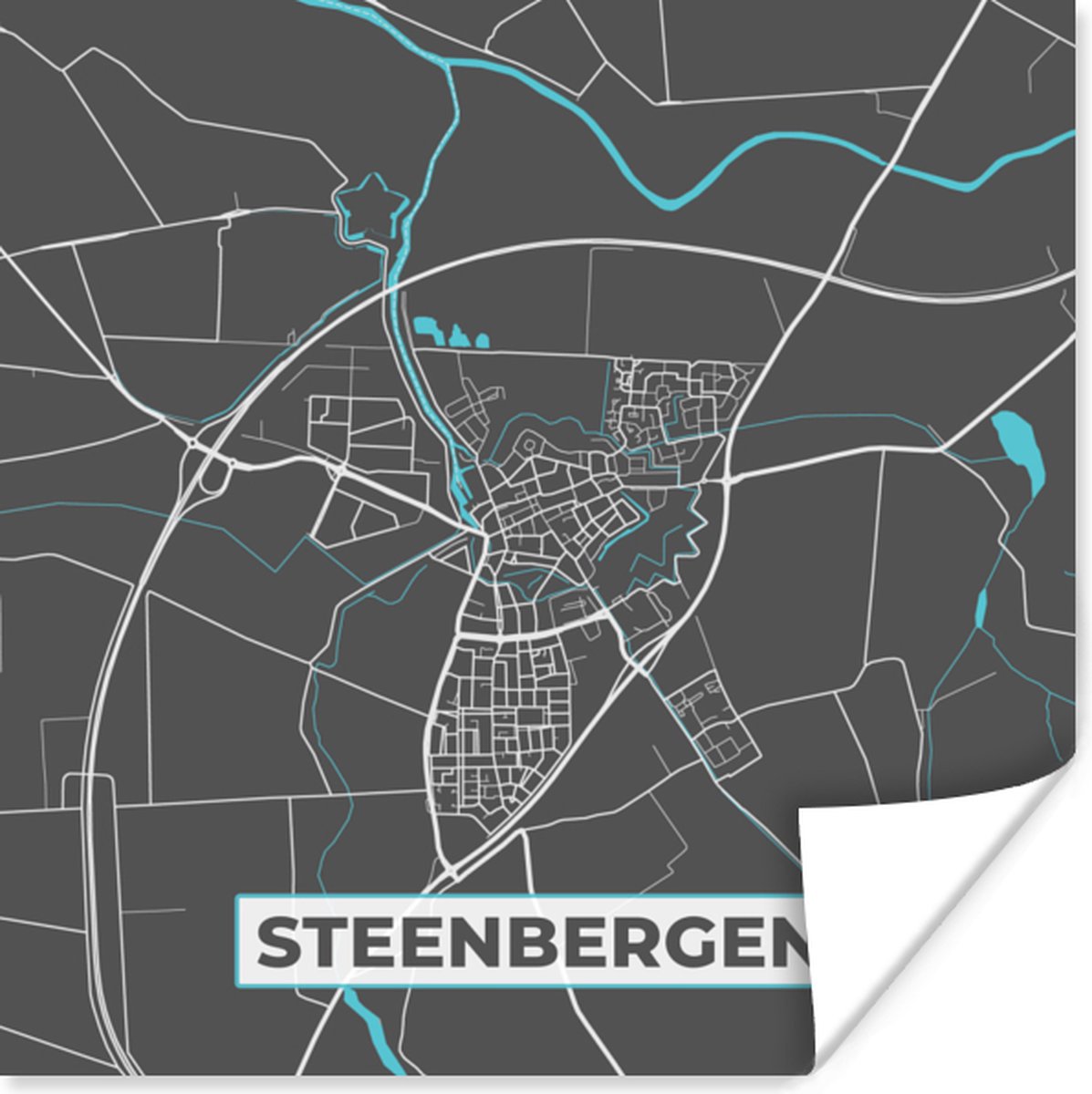 Poster Stadskaart - Steenbergen - Plattegrond - Kaart - 50x50 cm | bol.com