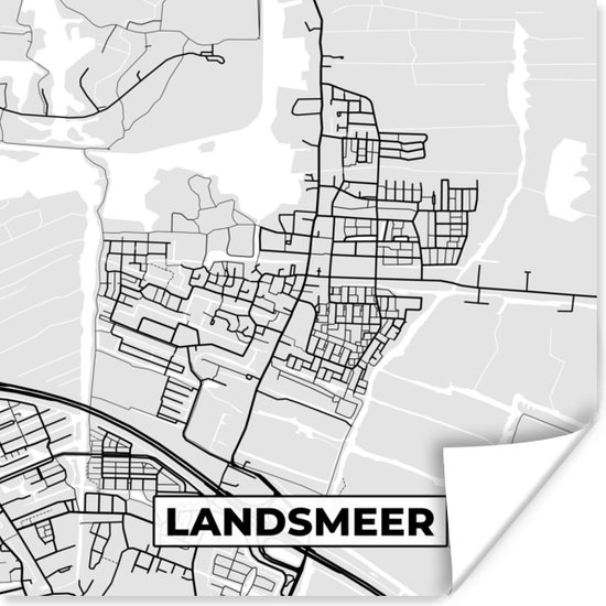 Poster Stadskaart - Landsmeer - Kaart - Plattegrond - 30x30 cm | bol