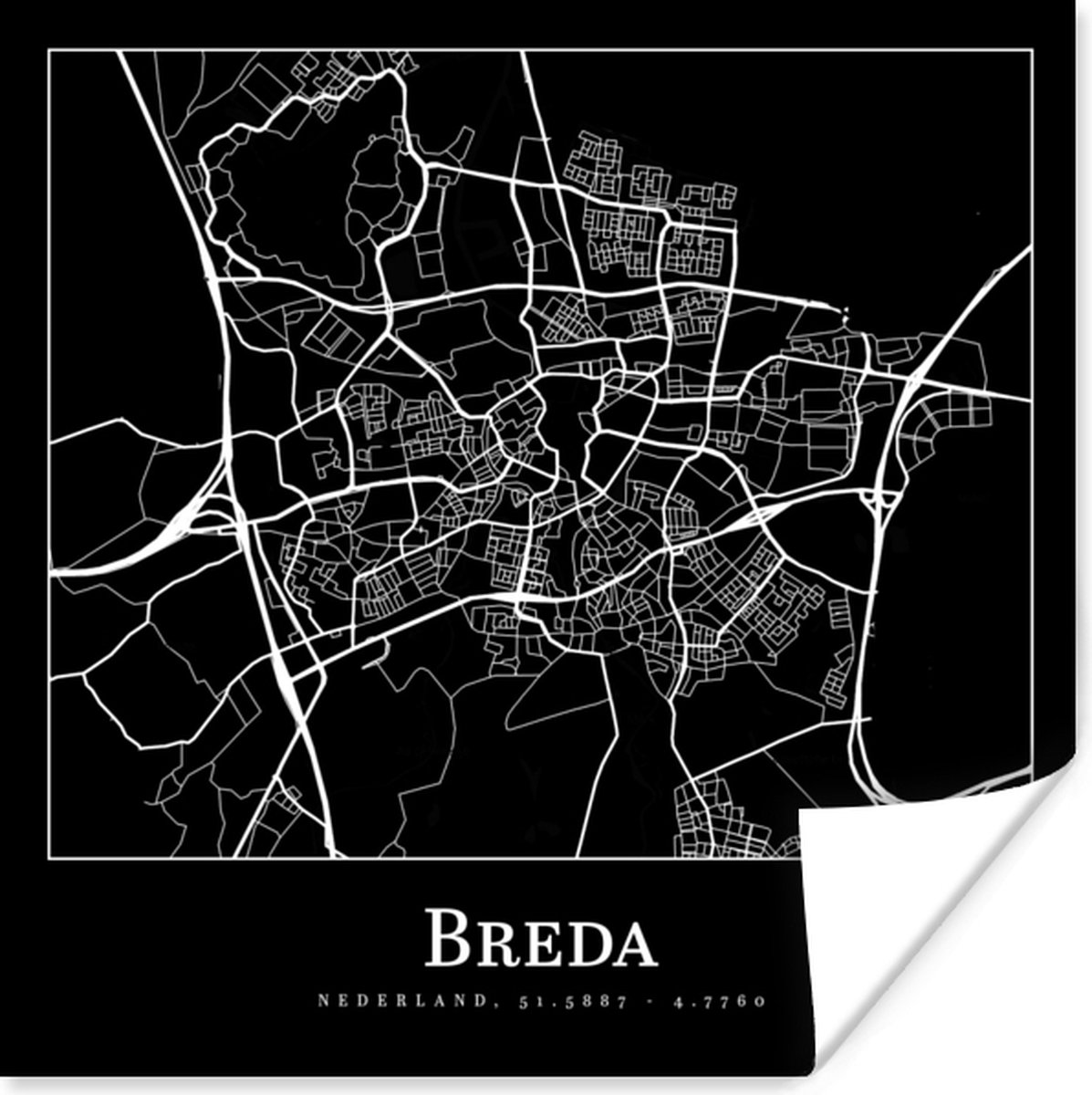 Poster Stadskaart - Plattegrond - Breda - Kaart - 30x30 cm | bol.com