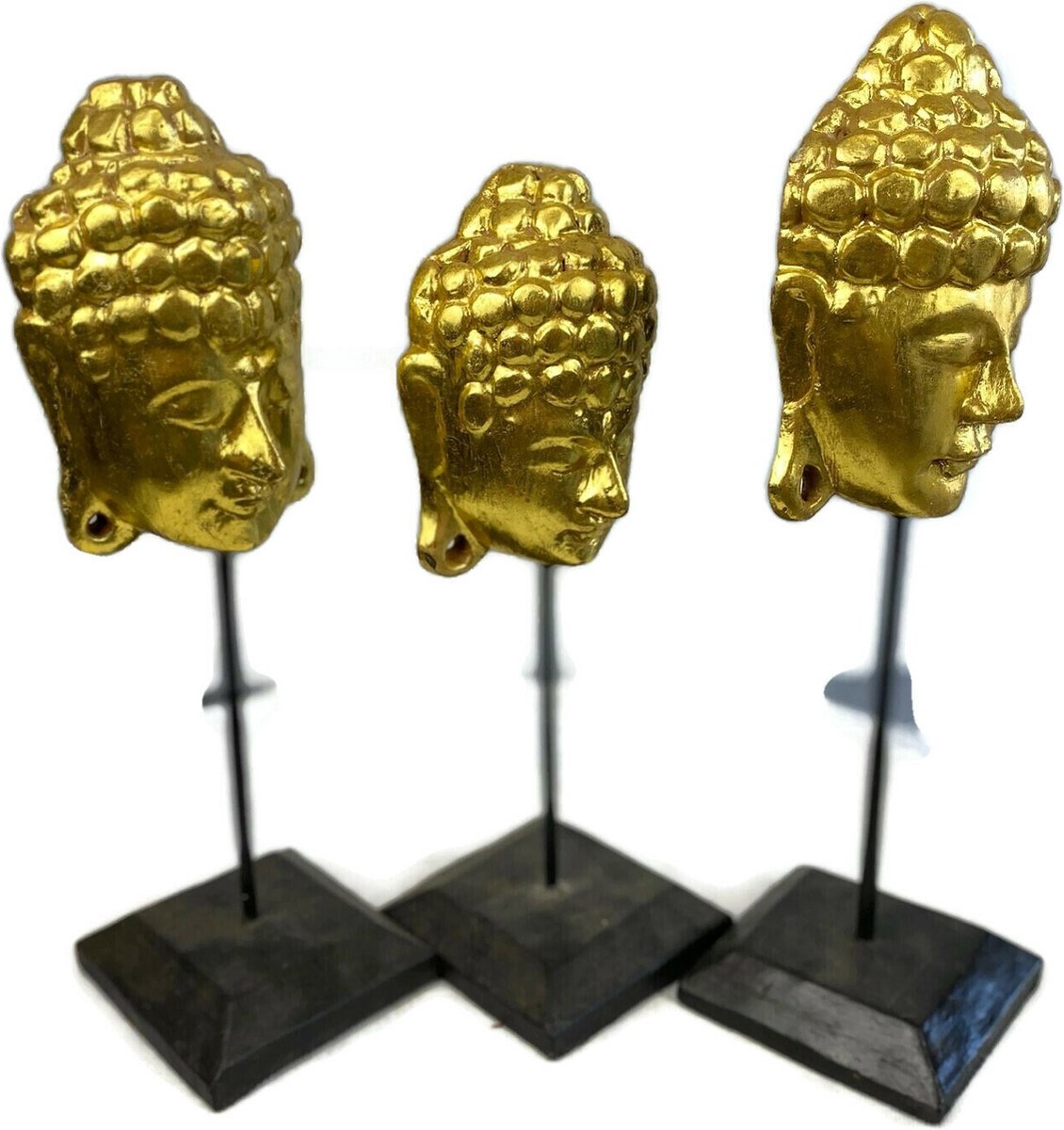 Gouden buddha stok / Handgemaakt houten beeld / Indonesisch beeld | bol.com