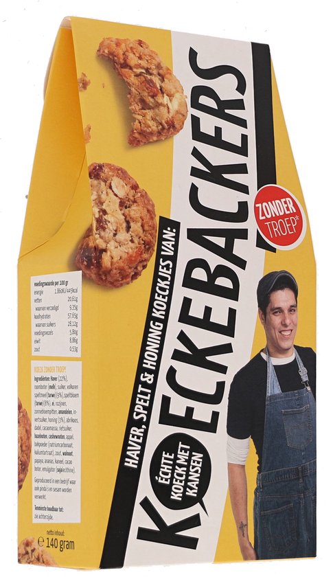 DOOS MET 6 KOECKEBACKERS HAVER, SPELT & HONING KOECKJES (6X140GR) | bol