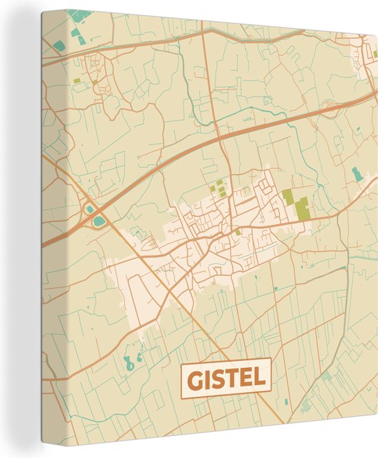 Canvas Schilderij Vintage - Kaart - Plattegrond - Gistel - Stadskaart ...