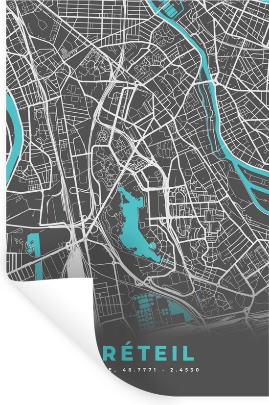 Stickers muraux - Créteil - France - Carte - Carte - Plan de ville ...