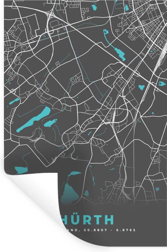Stickers muraux - Plan de la ville - Hürth - Allemagne - Carte - Carte ...