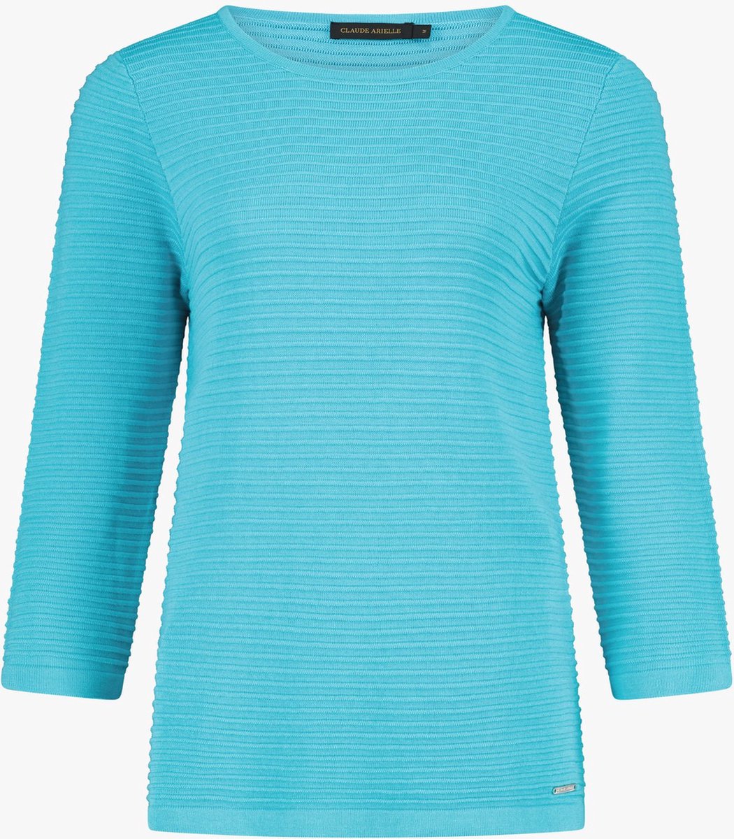 Claude Arielle by e5 - Turquoise truitje met 3/4 mouwen - geribbelde ...