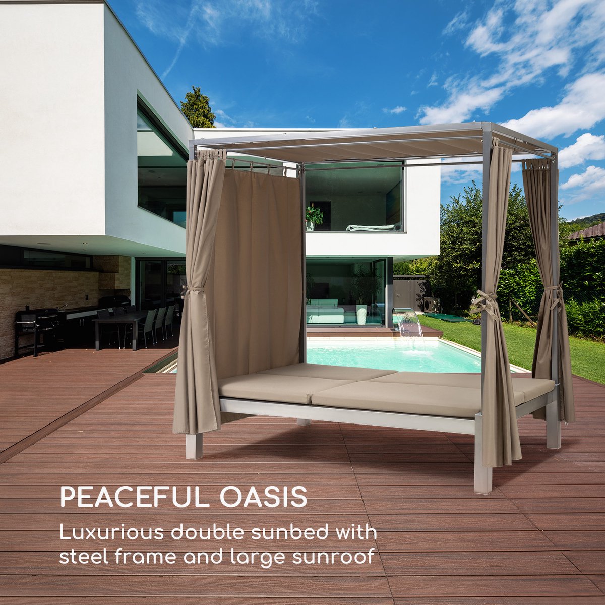 Blumfeldt Eremitage Double ligbed voor de tuin - Zonnebed met dak voor ...