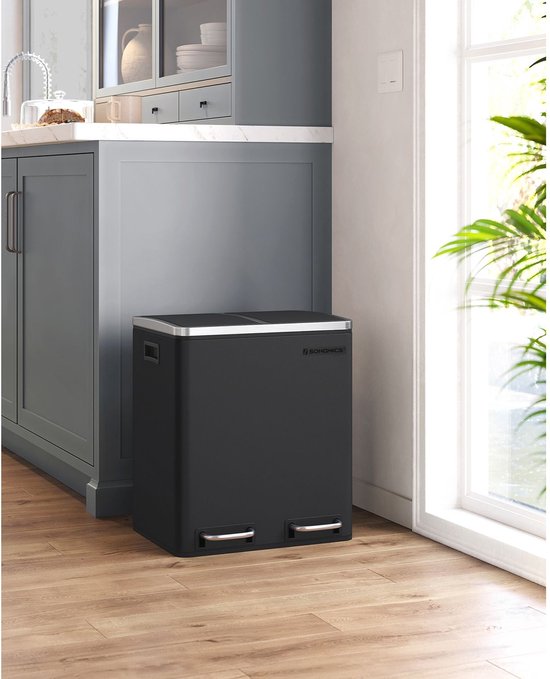 Vuilnisbak - Prullenbak - Afvalemmer - Afvalscheiding - 2 x 15 liter ...