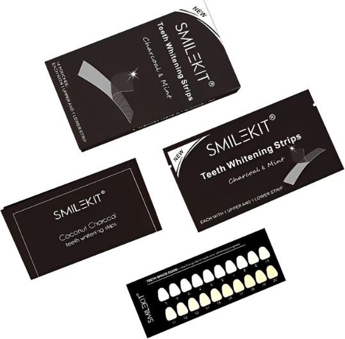 Smilekit - Teeth Whitening Strips - Charcoal & Mint - 7 sets 14 stuks ...