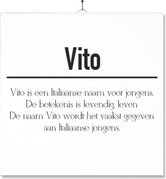 Tegel Met Opdruk | Betekenis | Kado | Cadeau | Met Naam - Vito | bol.com
