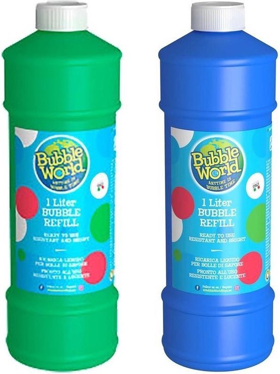 2x flessen bellenblaas navulling 1 liter per fles - Bellenblaasmix ...
