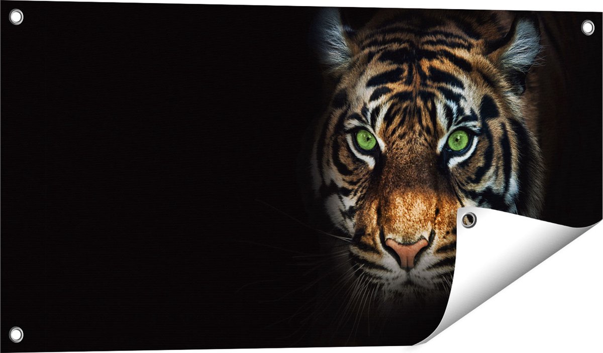Gards Tuinposter Tijgerkop met Groene Ogen - Tijger - 80x40 cm - Tuindoek -... | bol.com