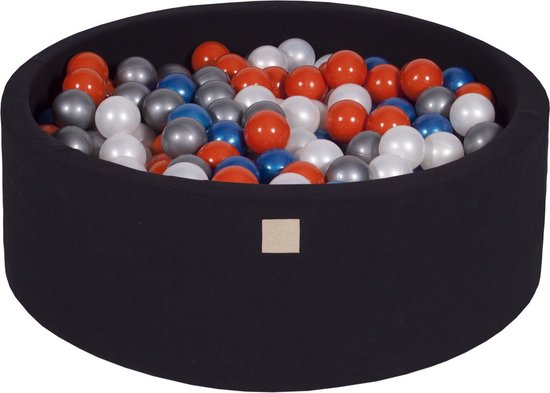 Ballenbak KATOEN Zwart - 90x30 incl. 200 ballen - Parel Blauw, Parel ...