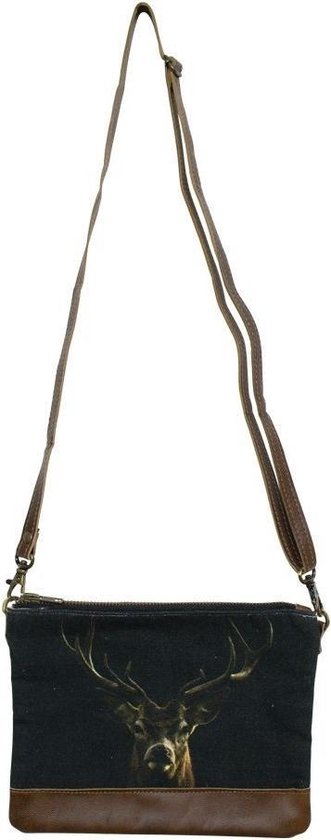 canvas crossbody tas rechth. zwart edelhert | bol