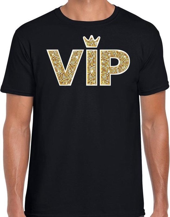 VIP goud glitter and glamour tekst t-shirt zwart voor heren - fun ...