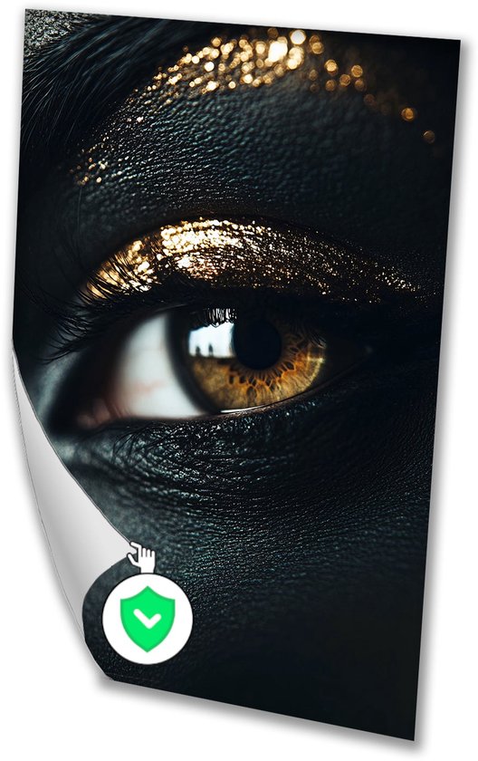 Gouden oog close-up portret - Oog wanddecoratie - Poster gezicht - Hyperrealisme -... | bol