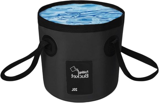 Opvouwbare emmer met handvat - 20 liter zwart, draagbaar en ultralicht ...