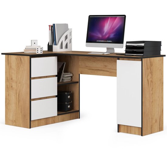 Hoekbureau Links B20 / Computerbureau / Computer Tafel / Bureautafel Links / Craft Eik... | bol