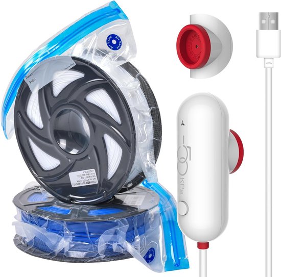 USB Pomp voor 3D Filamentopslag met 10 Vacuümzakken (30 x 34 cm) | bol